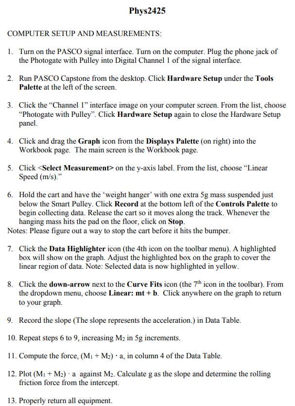 Solved Phys2425 LAB REPORT FORM DYNAMICS OF A ROLLING CART | Chegg.com