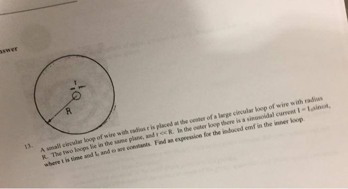 Solved swer A small circular loop of wire with radius r is | Chegg.com