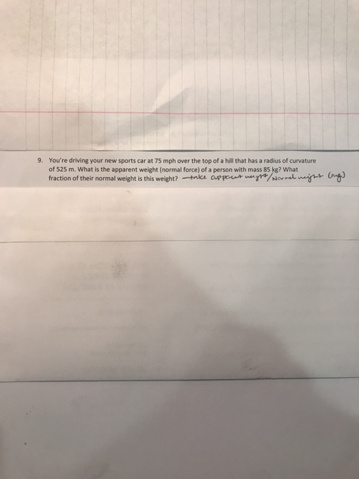 Solved 9. You're driving your new sports car at 75 mph over | Chegg.com