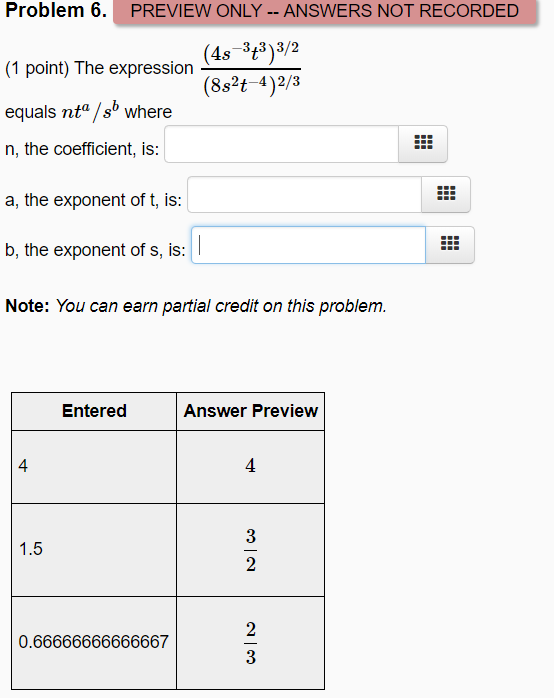 Solved Problem 6. PREVIEW ONLY --ANSWERS NOT RECORDED (4s | Chegg.com