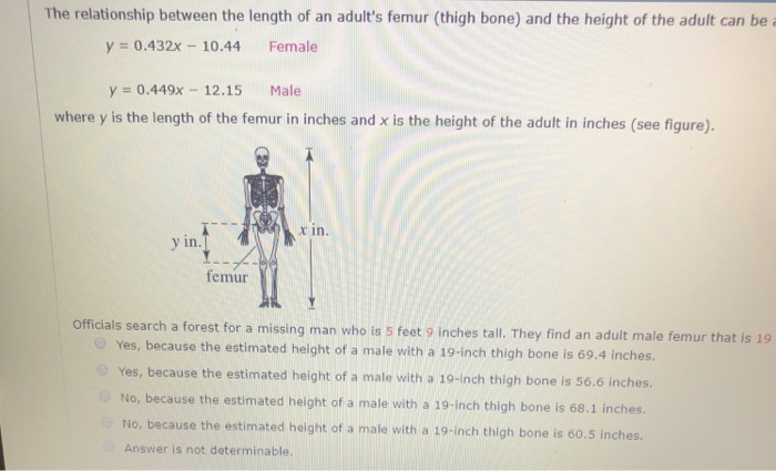 Solved The relationship between the length of an adult's | Chegg.com