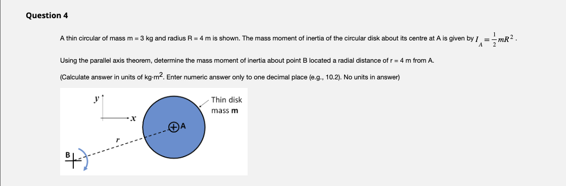 Solved A thin circular of mass m = 3 kg and radius R | Chegg.com