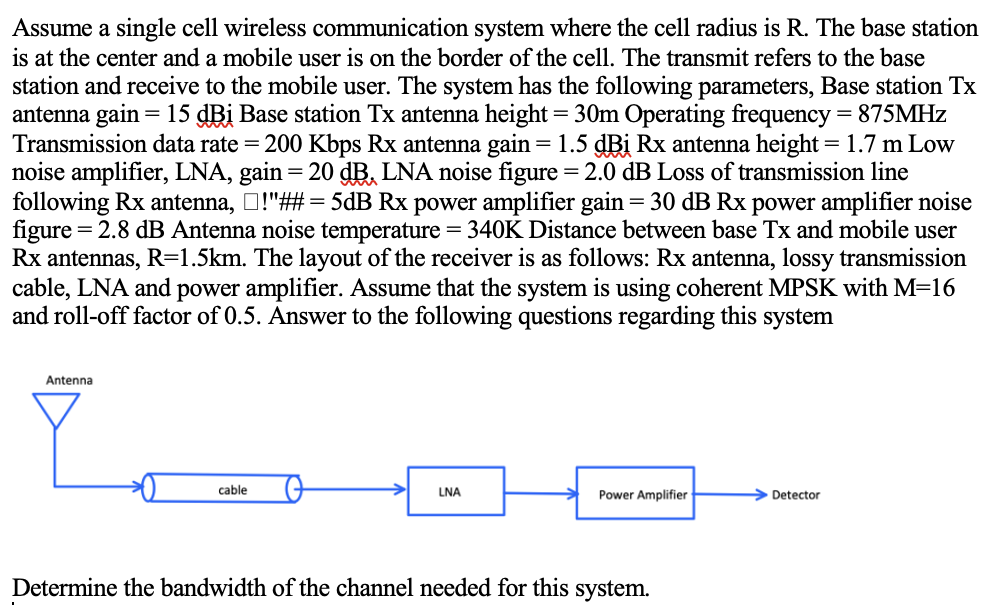 Assume a single cell wireless communication | Chegg.com
