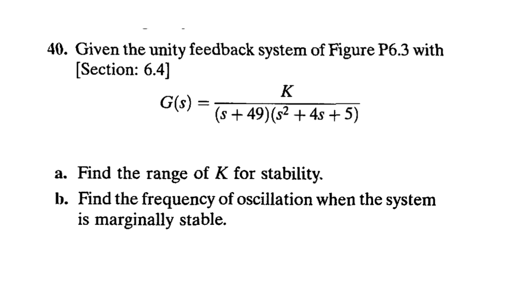 Solved 40. Given the unity feedback system of Figure P6.3 | Chegg.com