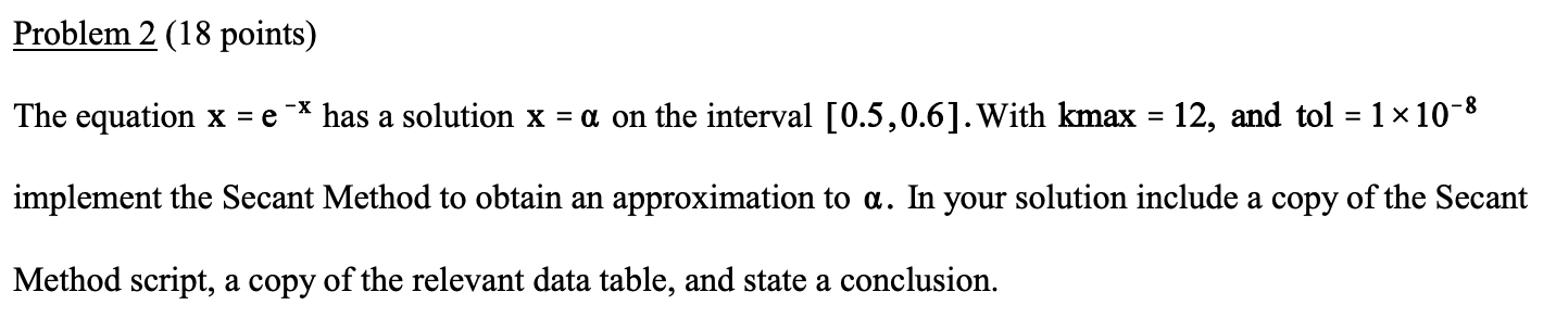 Solved Write MATLAB code for the following problem. | Chegg.com
