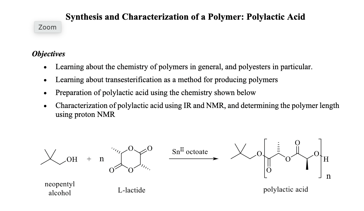 Solved Synthesis and Characterization of a Polymer: | Chegg.com