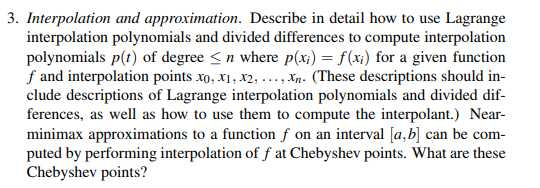 Solved 3. Interpolation and approximation. Describe in | Chegg.com