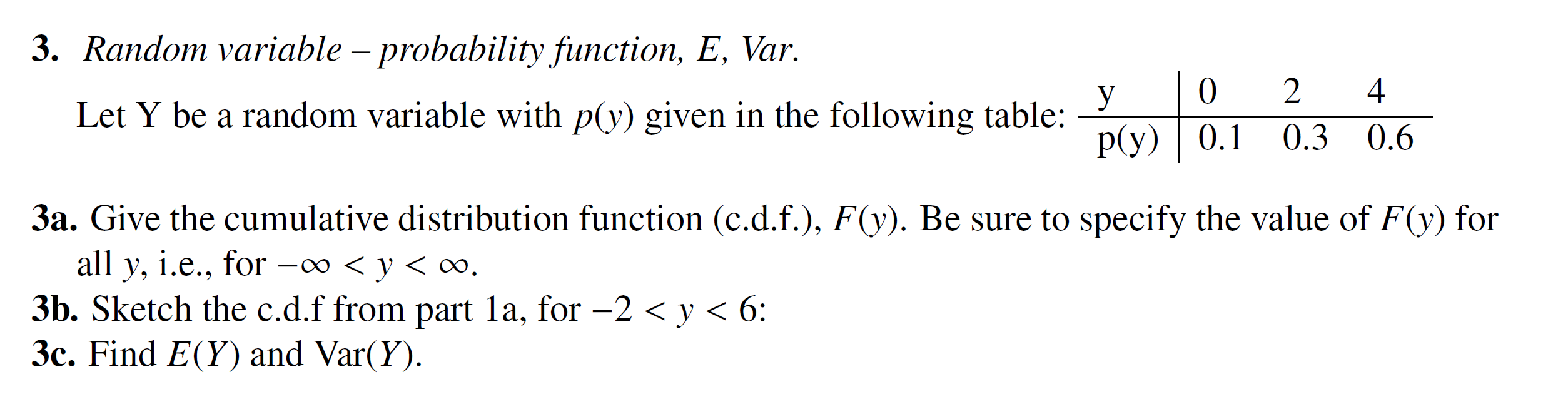 Solved 3. Random variable - probability function, E, Var. | Chegg.com