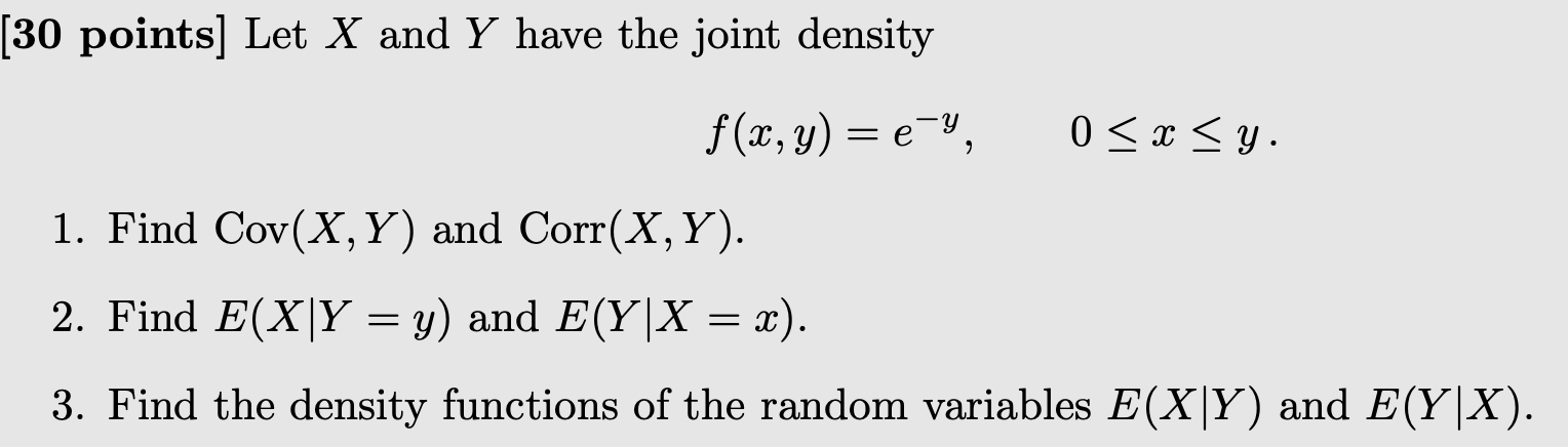 Solved [30 ﻿points] ﻿Let x ﻿and Y ﻿have the joint | Chegg.com