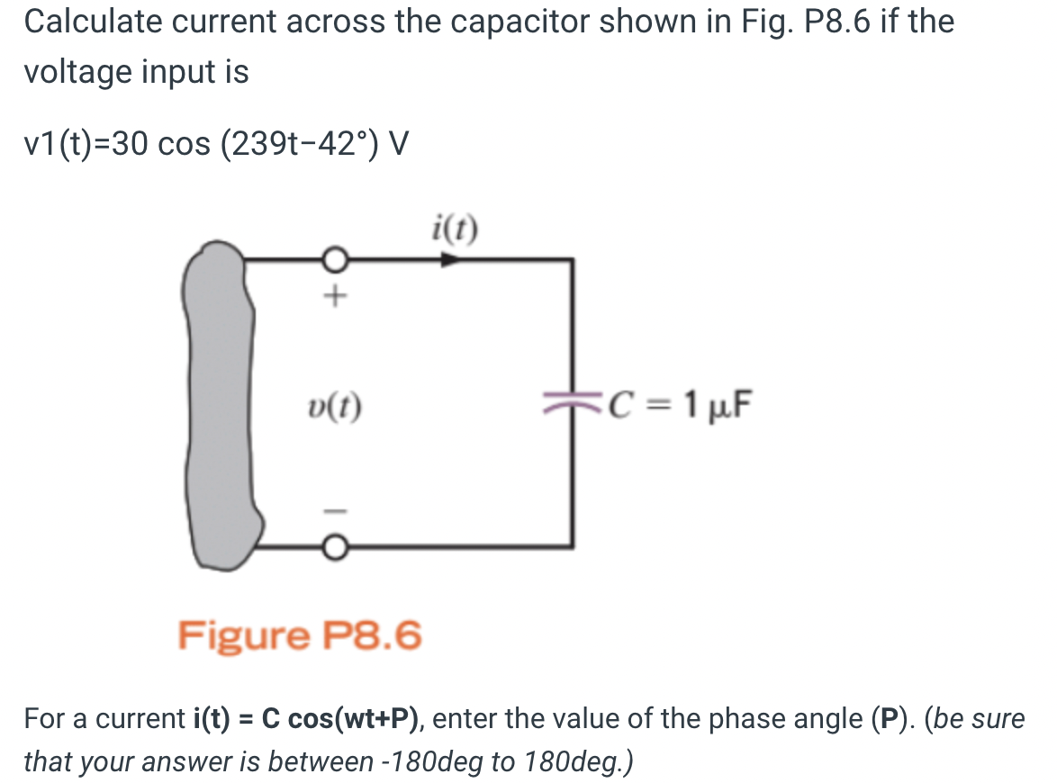 Solved Calculate the current across the capacitor shown in | Chegg.com