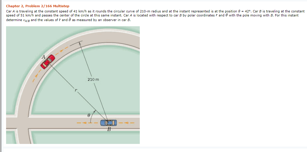 Solved Chapter 2, Problem 2/166 Multistep Car A is traveling | Chegg.com