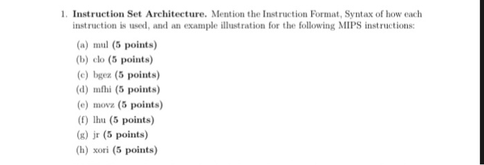 Solved MIPS Instructions - Mention instruction format not | Chegg.com