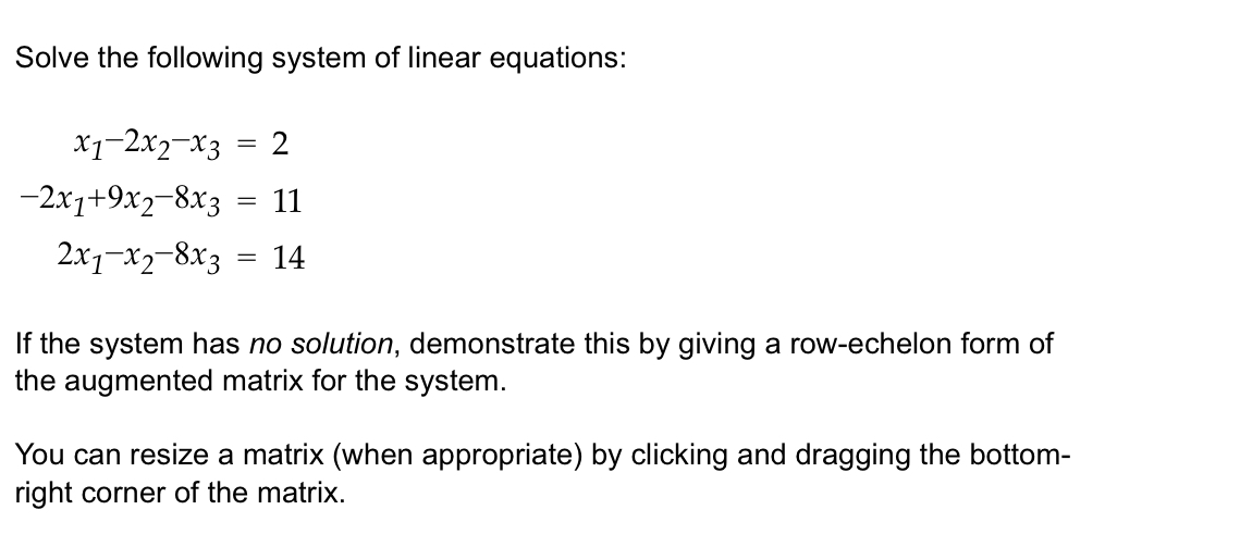 Solved Solve the following system of linear | Chegg.com