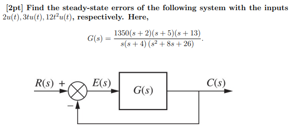 Solved [2pt] Find the steady-state errors of the following | Chegg.com