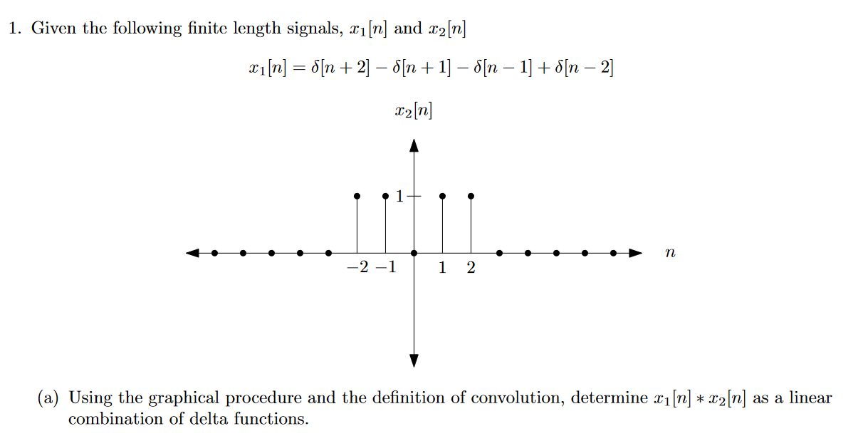 Solved 1. Given the following finite length signals, x1[n] | Chegg.com
