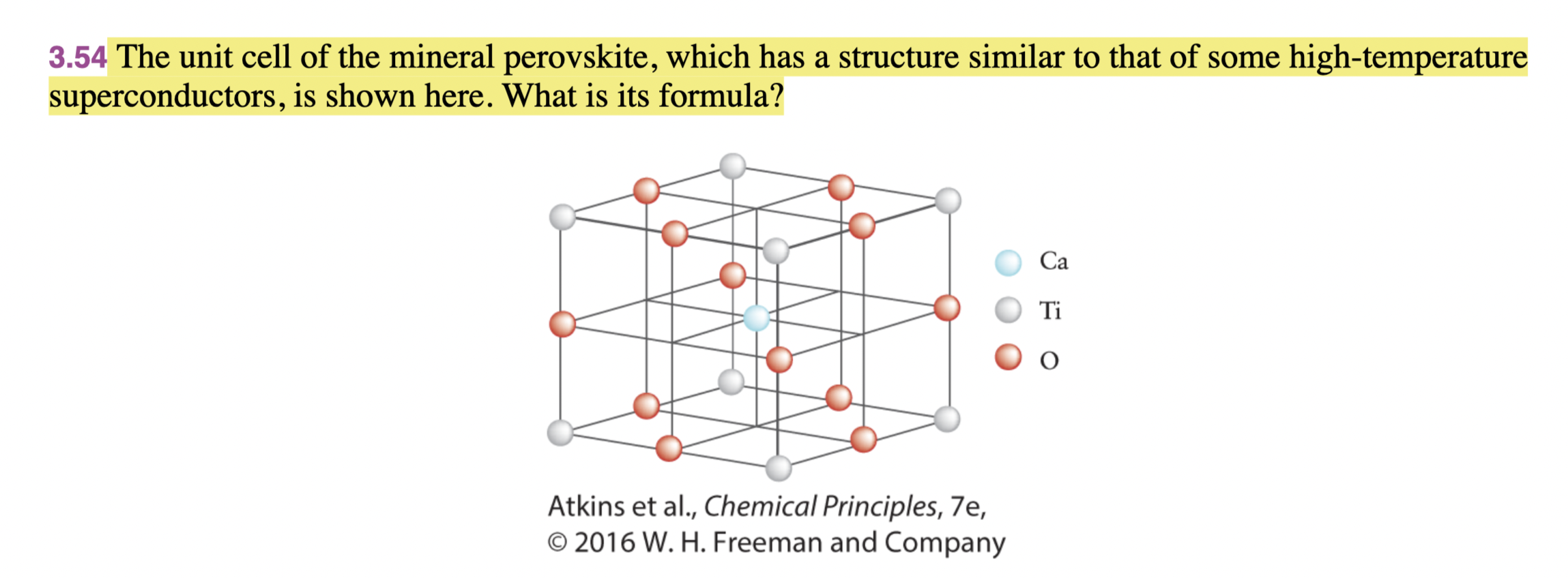 Solved 3.54 The unit cell of the mineral perovskite, which | Chegg.com
