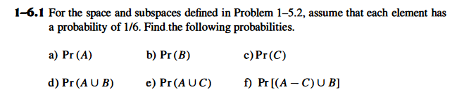 Solved 1-6.1 For the space and subspaces defined in Problem | Chegg.com