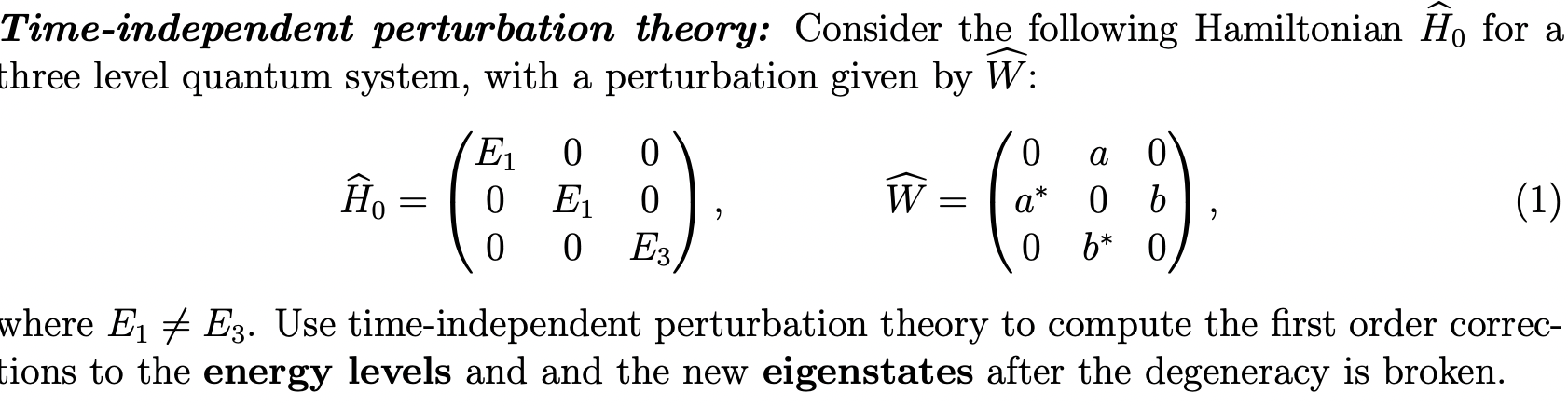 Solved Time-independent perturbation theory: Consider the | Chegg.com