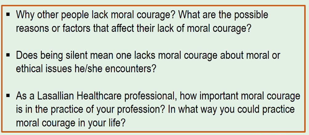 Solved I Why other people lack moral courage? What are the | Chegg.com