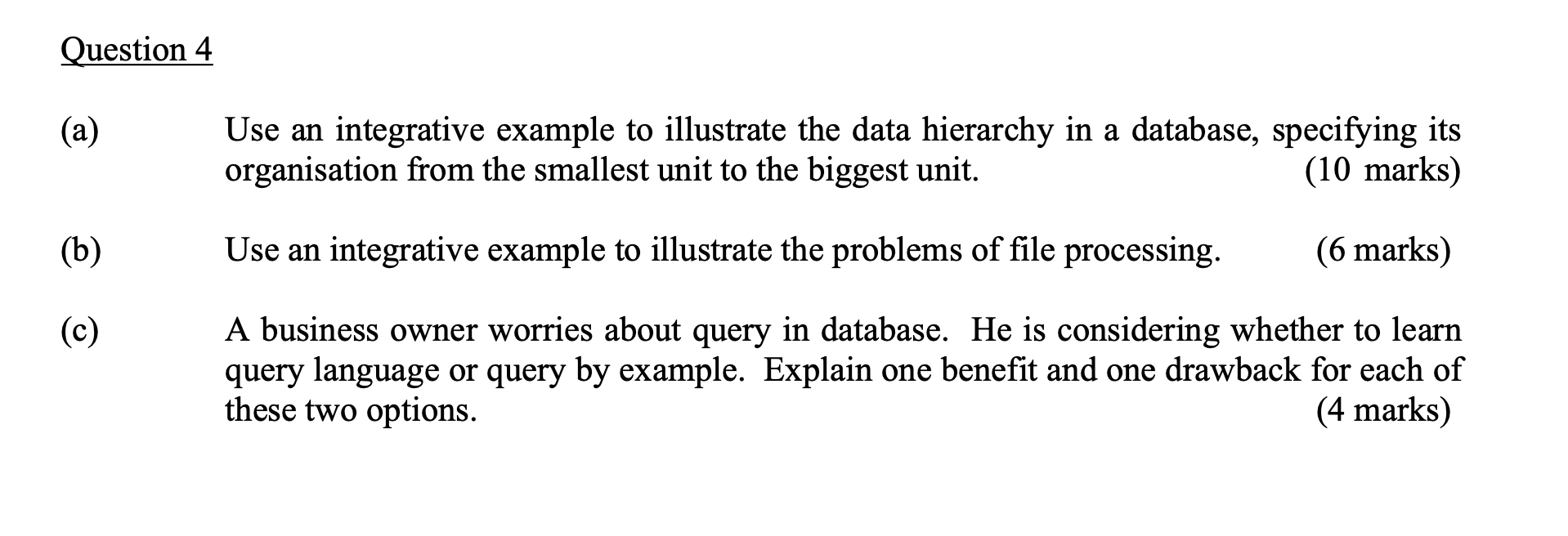 Solved Question 4 (a) Use an integrative example to | Chegg.com
