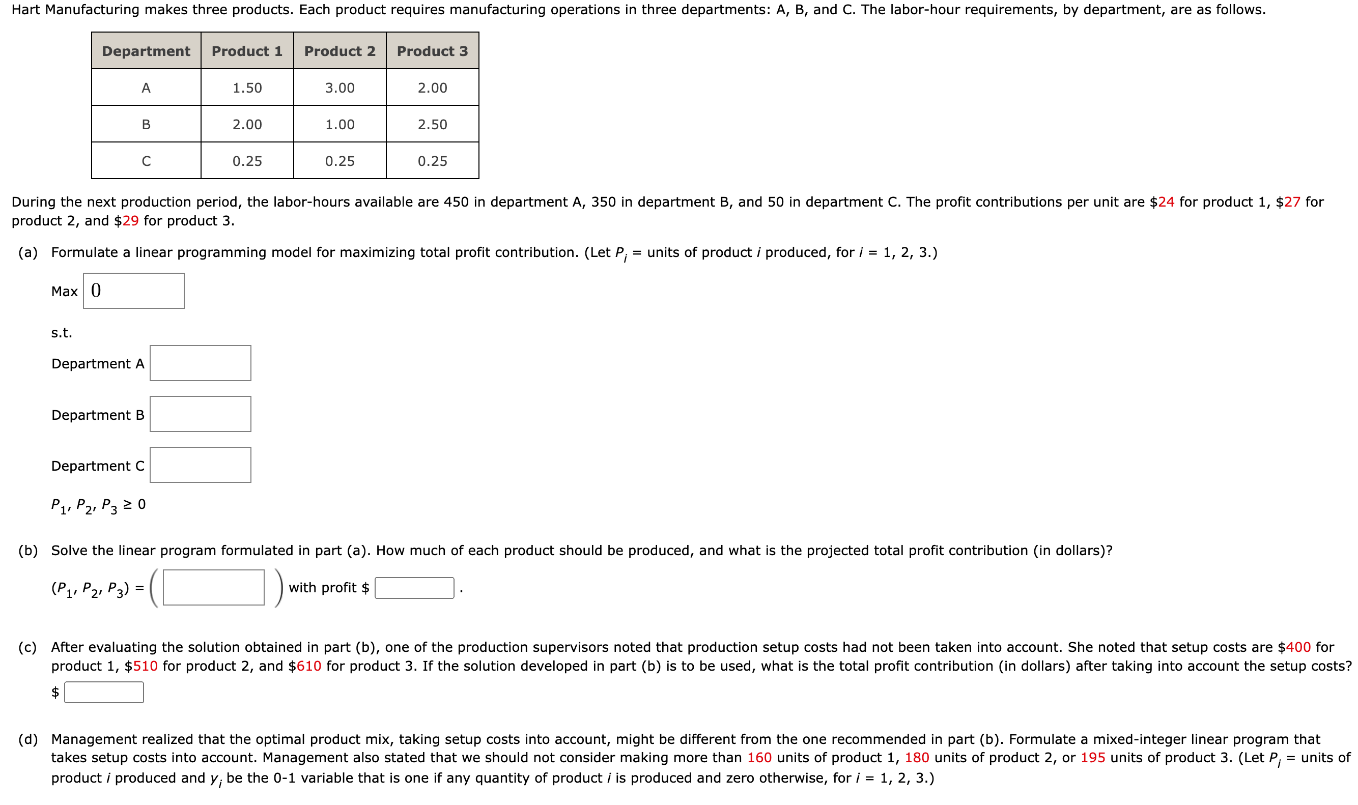 Solved product 2, and $29 for product 3 . (a) Formulate a | Chegg.com