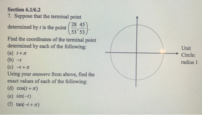 Solved Suppose that the terminal point determined by t is | Chegg.com