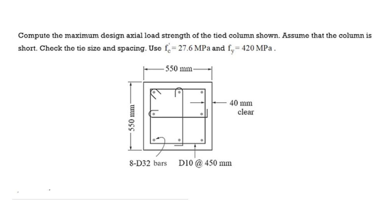 Solved Compute the maximum design axial load strength of the | Chegg.com
