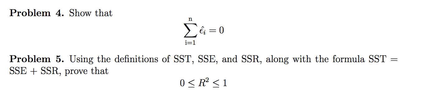 Solved Problem 4. Show that n 6 = 0 i=1 = Problem 5. Using | Chegg.com
