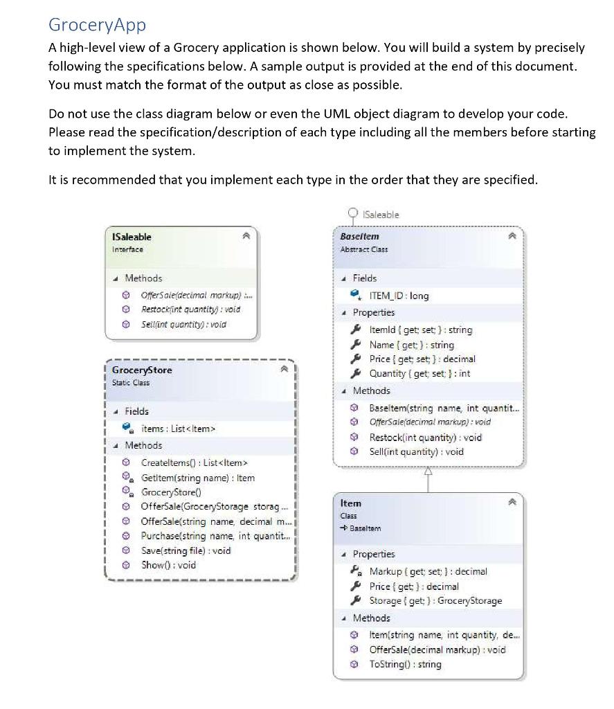 Solved Grocery App A high-level view of a Grocery | Chegg.com