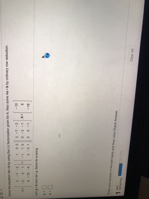 Solved 2.5.1 Solve the equation Axub by using the LU | Chegg.com