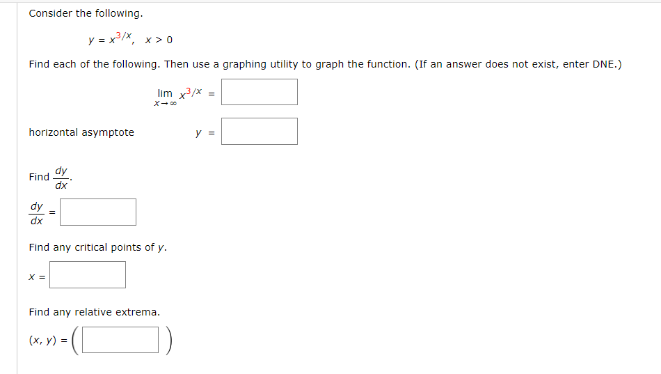 Solved Consider the following. y=x3/x,x>0 Find each of the | Chegg.com