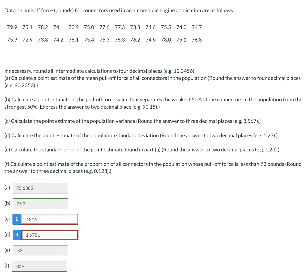 Solved Data on pull-off force (pounds) for connectors used | Chegg.com