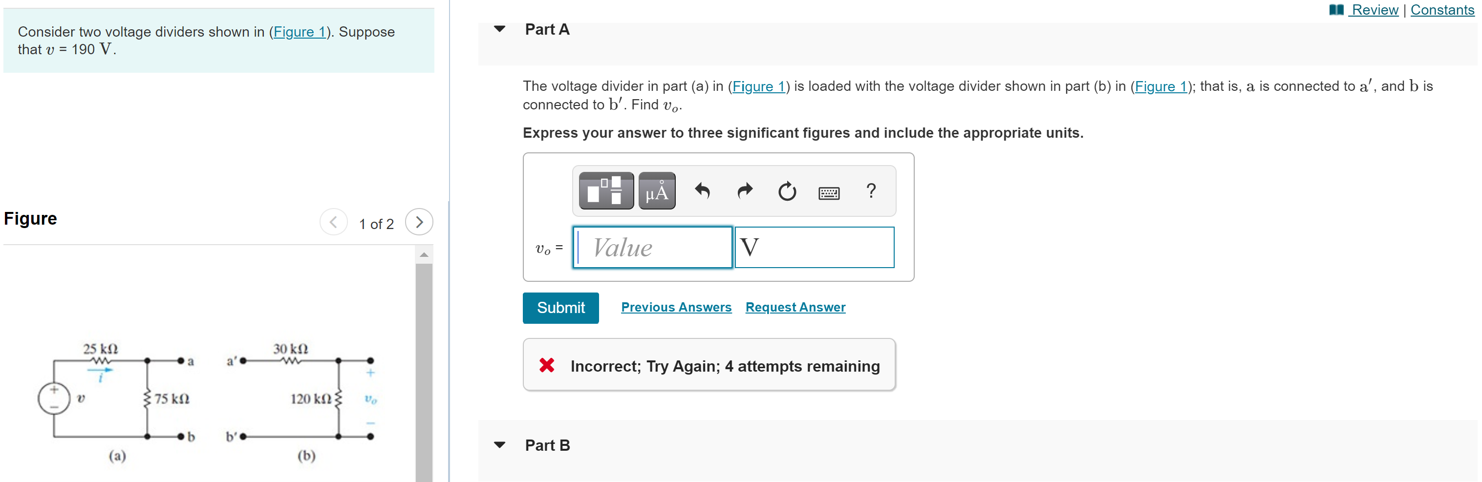Solved Review Constants Part A Consider two voltage dividers | Chegg.com