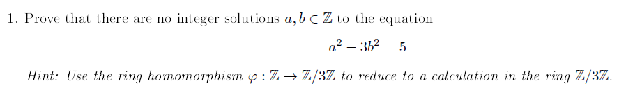 Solved Prove that there are no integer solutions a,binZ to | Chegg.com