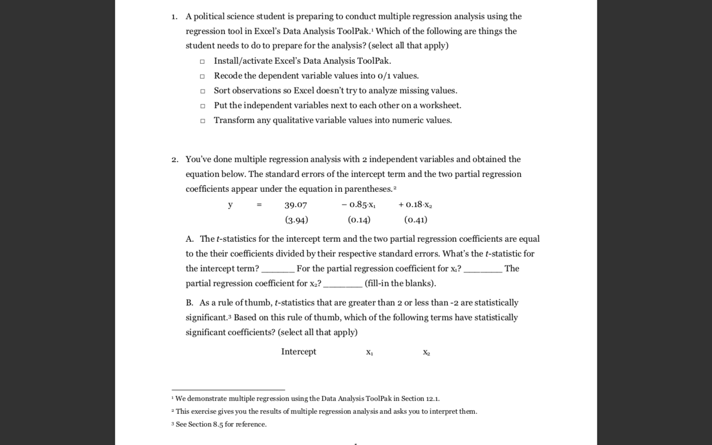 Solved 1. A political science student is preparing to | Chegg.com