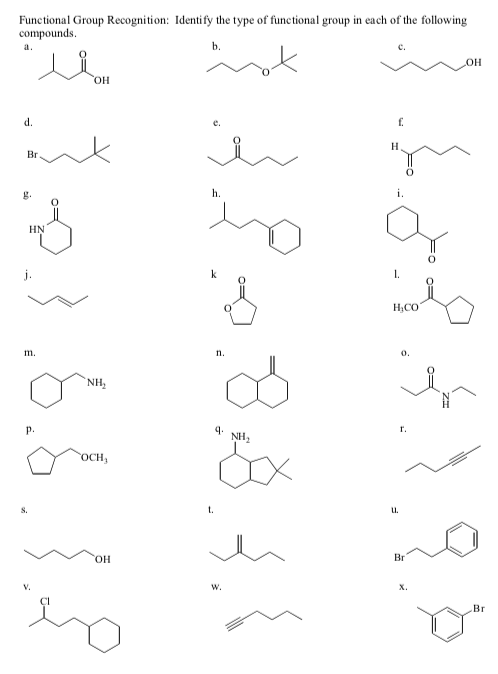 Solved Functional Group Recognition: Identify the type of | Chegg.com