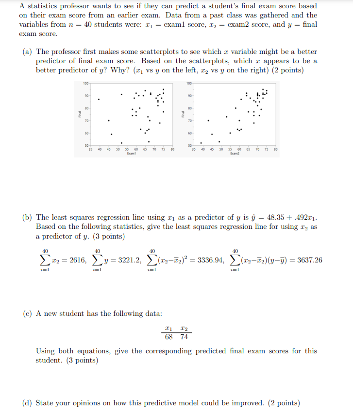 Solved A statistics professor wants to see if they can | Chegg.com
