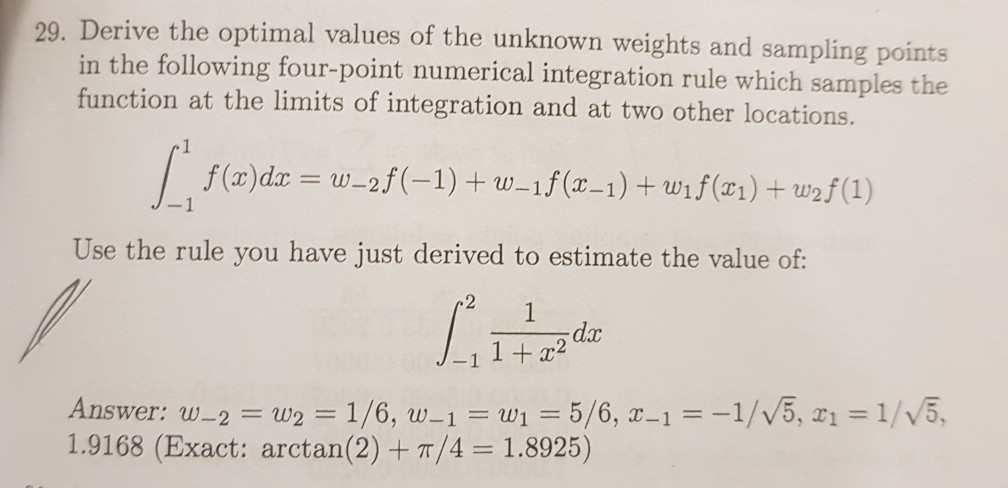 Solved 29. Derive the optimal values of the unknown weights | Chegg.com