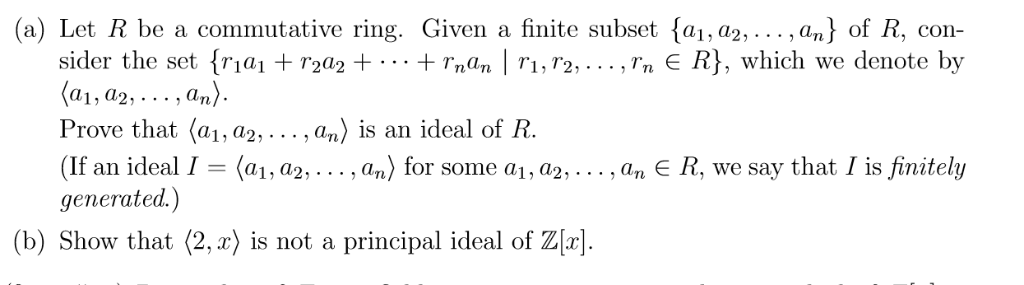 Solved (a) Let R be a commutative ring. Given a finite | Chegg.com