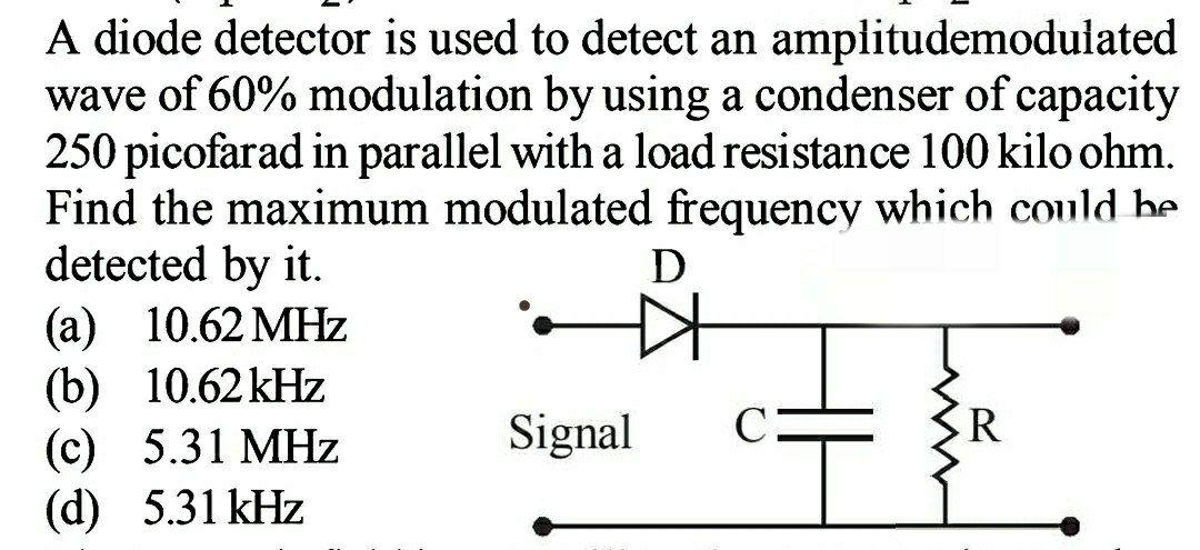 Solved a A diode detector is used to detect an | Chegg.com