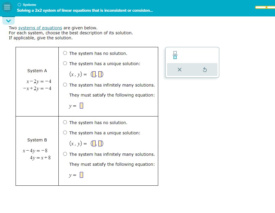 Solved Two systems of equations are given below.For each | Chegg.com