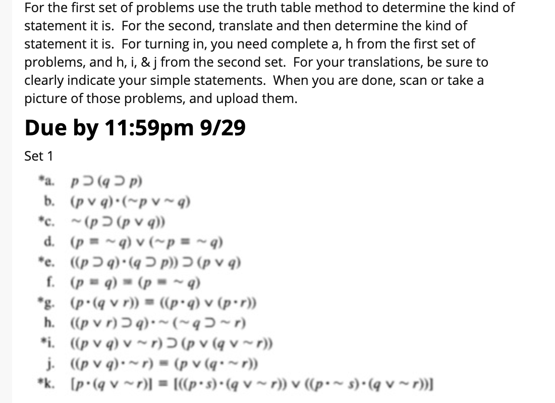 Solved For the first set of problems use the truth table | Chegg.com