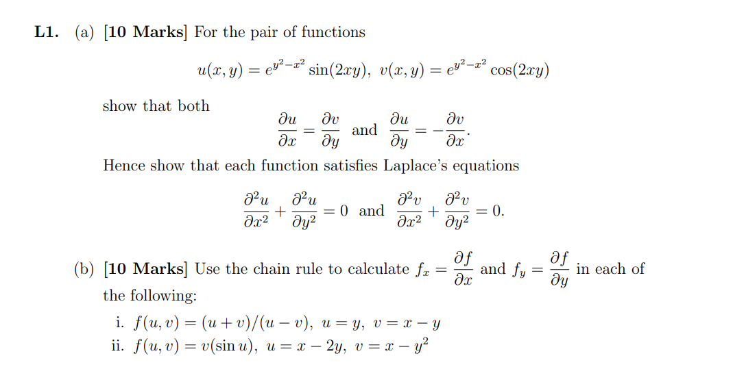 Solved L1. (a) [10 Marks] For the pair of functions | Chegg.com