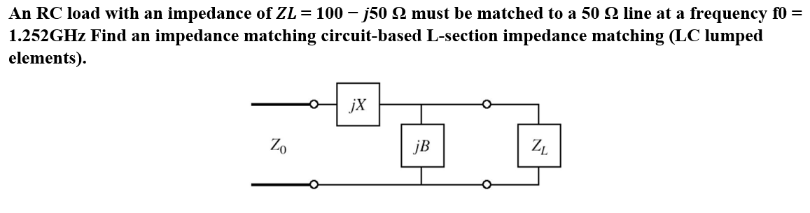 Solved An RC load with an impedance of ZL=100−j50Ω must be | Chegg.com