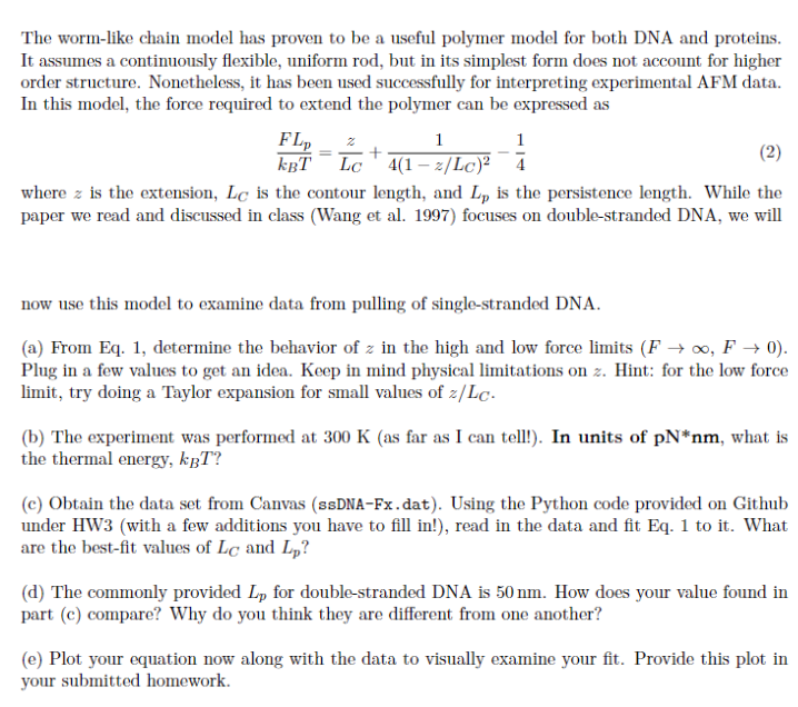 Solved The worm-like chain model has proven to be a useful | Chegg.com