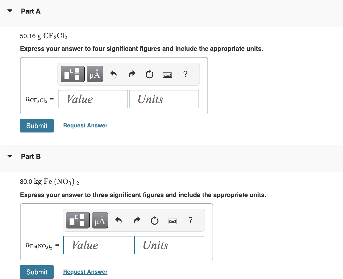 Solved How many moles (of molecules or formula units) are in | Chegg.com