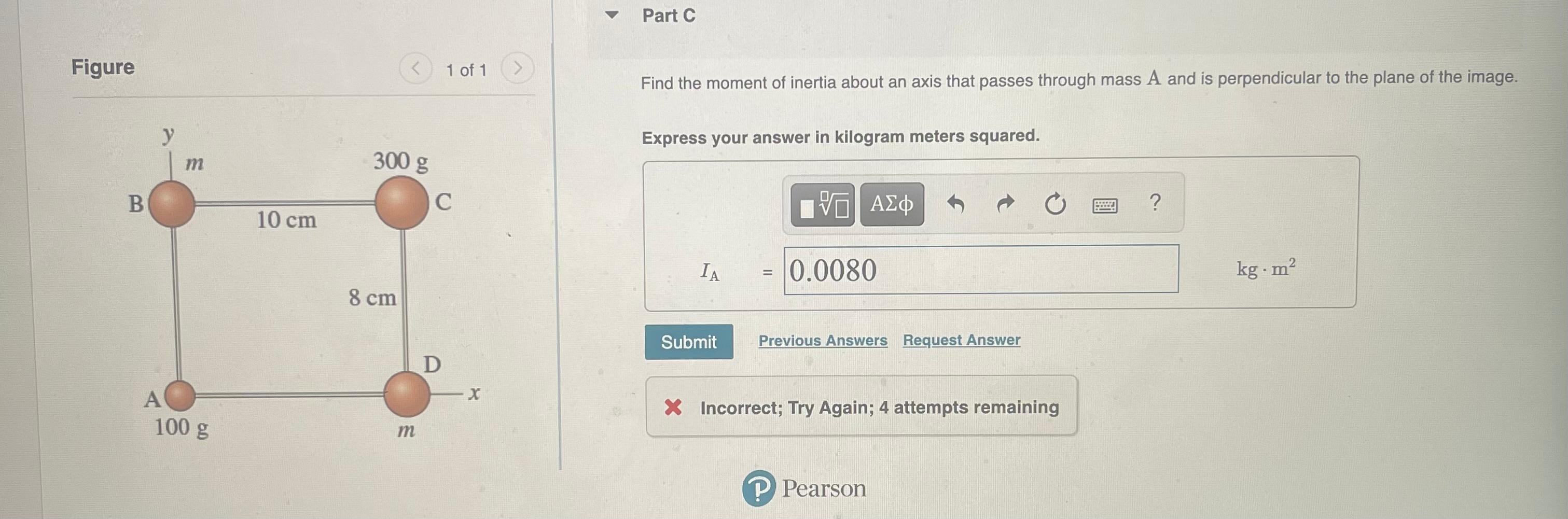 Solved Find the moment of inertia about an axis that passes | Chegg.com