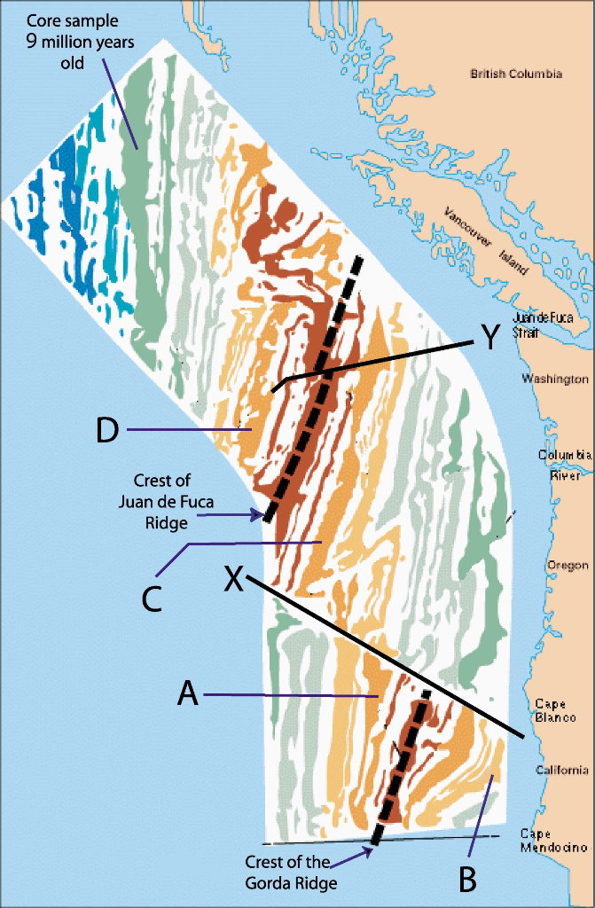 Solved Juan De Fuca Ridge Q1: Which color magnetic polarity | Chegg.com