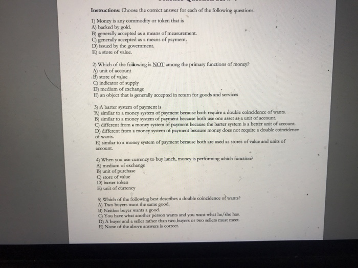 Solved Instructions: Choose the correct answer for each of | Chegg.com