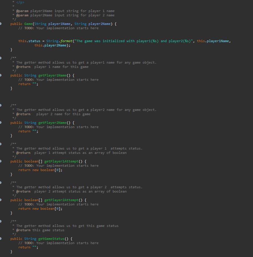 Solved public void setPlayer1Wame (String player1Name) \{ // | Chegg.com